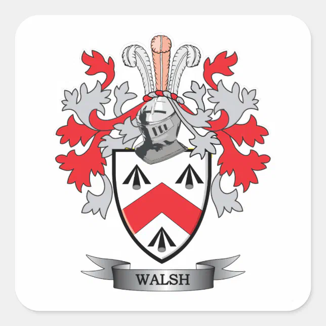 Walsh Coat of Arms Square Sticker | Zazzle