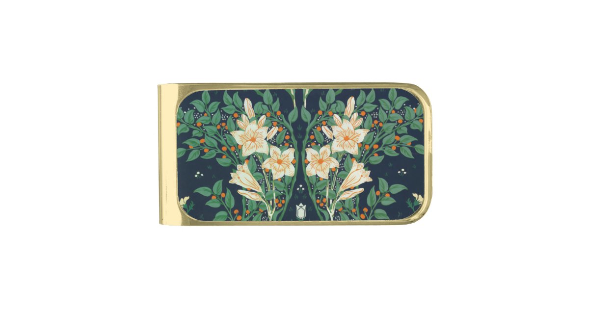 Walter Crane "Francesca" Botanical Gold Finish Money Clip | Zazzle