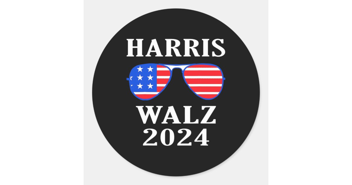 Walz Waltz 2024 Kamala Harris Waltz American Flag Classic Round Sticker ...