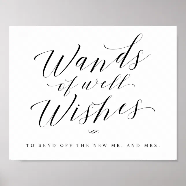 Wand Streamers Send Off Calligraphy Wedding Sign | Zazzle