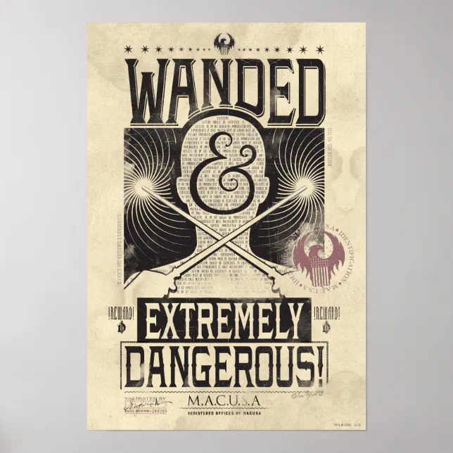 Wanded & Extremely Dangerous Wanted Poster - Black | Zazzle
