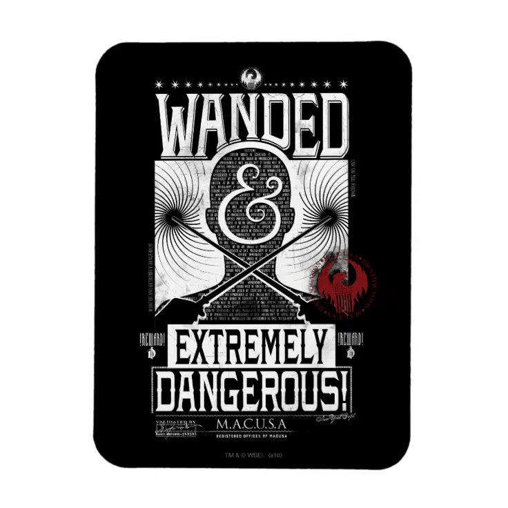 Wanded & Extremely Dangerous Wanted Poster - White Magnet | Zazzle