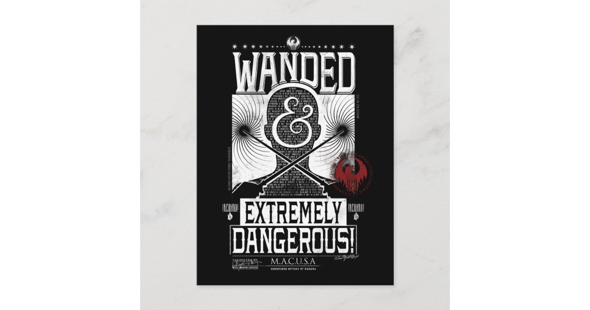 Wanded & Extremely Dangerous Wanted Poster - White Postcard | Zazzle