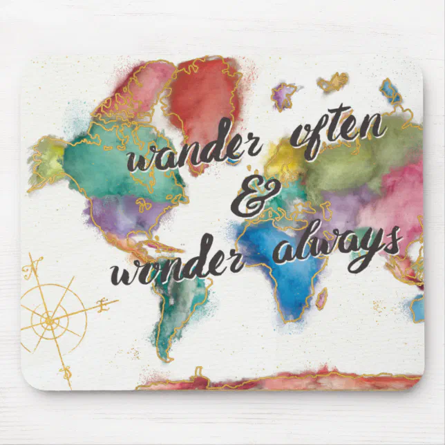 Wander Often, Wander Always Map With Quote Mouse Pad | Zazzle