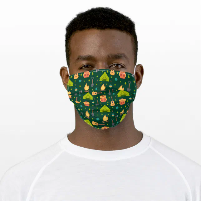 Wanderlust Happy Camping Dreams Pattern Adult Cloth Face Mask | Zazzle