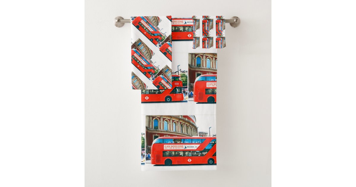 Wanderlust Red London Bus Ride Traveler Funky Bath Towel Set | Zazzle
