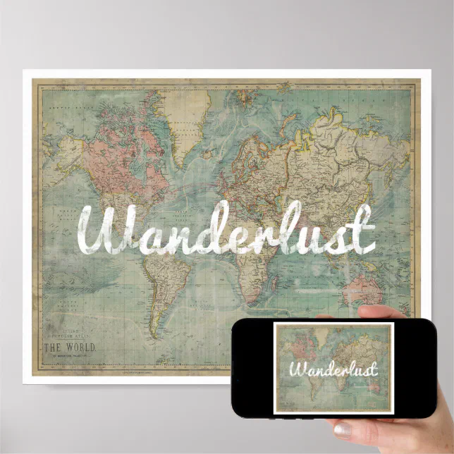 Wanderlust Vintage map Poster | Zazzle