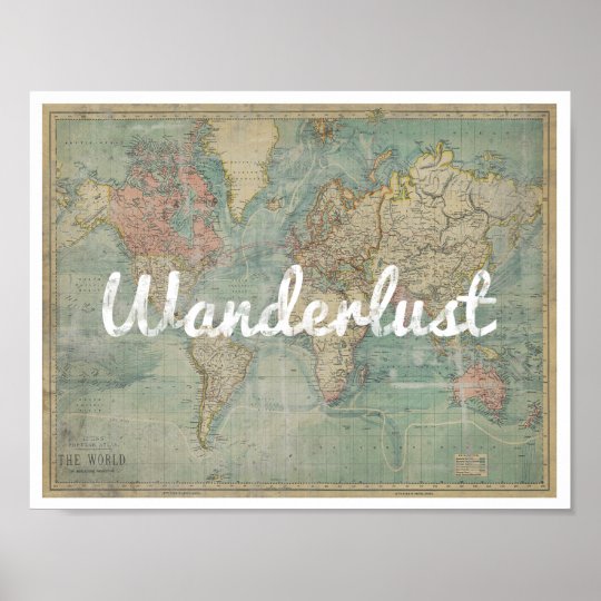 Wanderlust Vintage map Poster | Zazzle.com