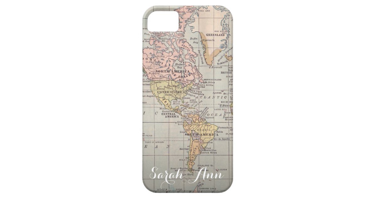 Wanderlust world map smartphone case cutom Name | Zazzle.com