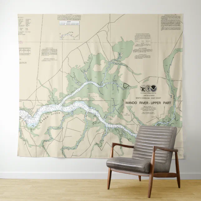 Wando River Upper Part Nautical Chart 11526 Tapestry | Zazzle