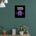 Wanna Hang Funny Animal Bat Pun Dark BG Poster | Zazzle