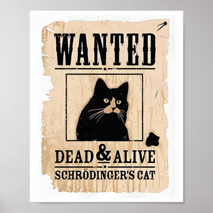 Wanted Dead Or Alive Schrodinger Cat Poster | Zazzle