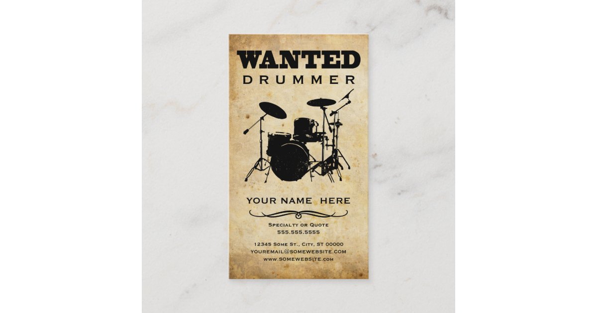 wanted : drummer business card | Zazzle