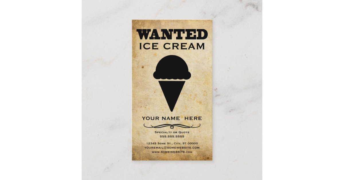 wanted : ice cream business card | Zazzle