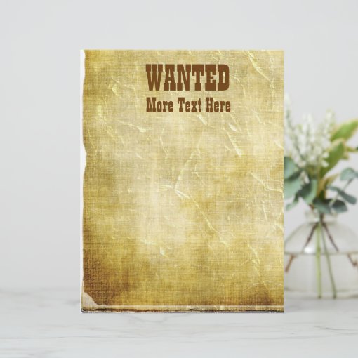 Wanted Old West Theme Letterhead Stationery | Zazzle