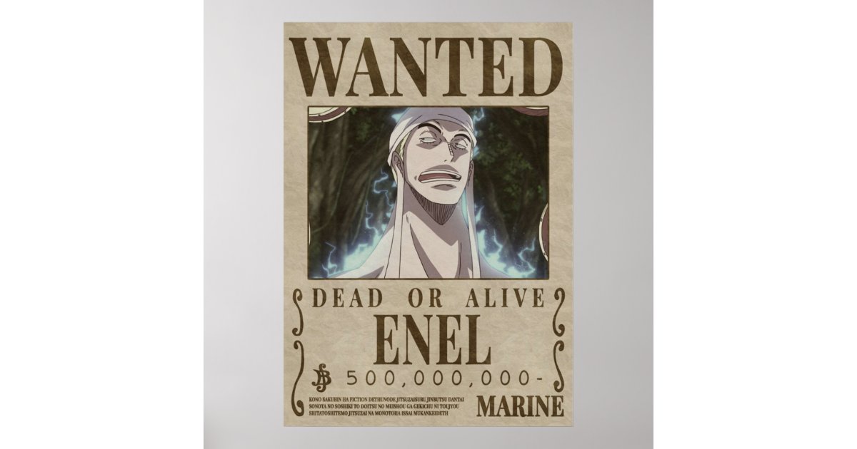 Wanted One Piece Enel Poster | Zazzle