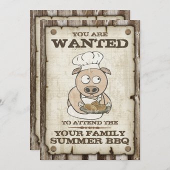 Wanted Pig BBQ Invitations | Zazzle