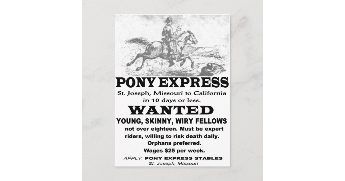 Wanted Pony Express Rider Postcard | Zazzle