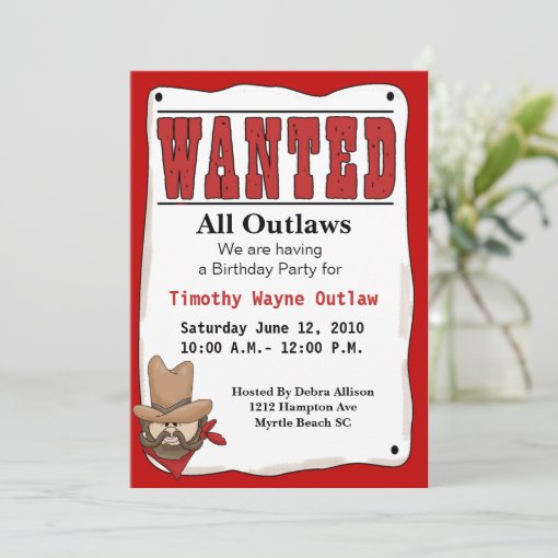 Wanted Poster Birthday Invitation | Zazzle