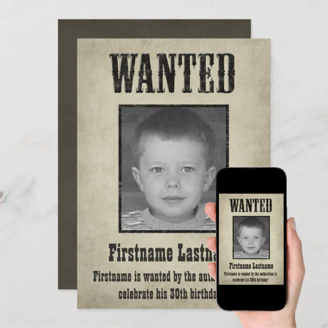 WANTED Poster - Birthday Invitation | Zazzle