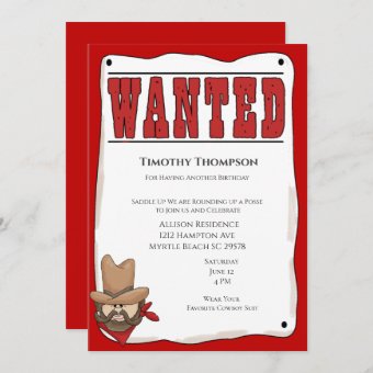Wanted Poster Birthday Invitation | Zazzle