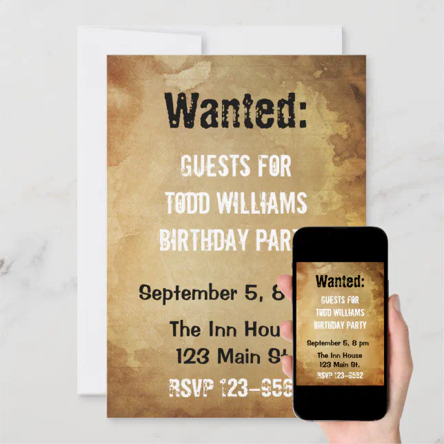 Wanted Poster Birthday Invitation | Zazzle