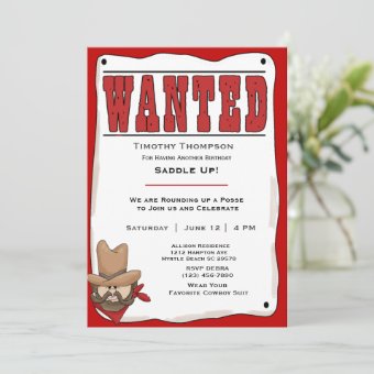 Wanted Poster Birthday Invitation | Zazzle