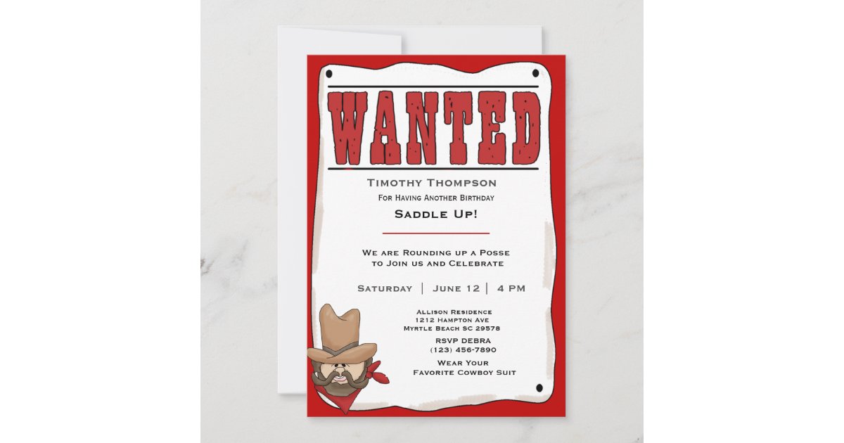 Wanted Poster Birthday Invitation | Zazzle