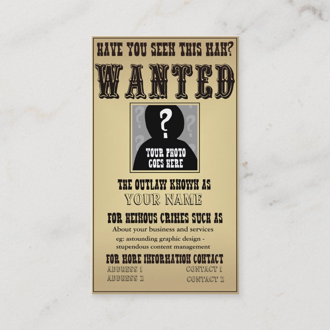 Wanted Poster Business Card | Zazzle