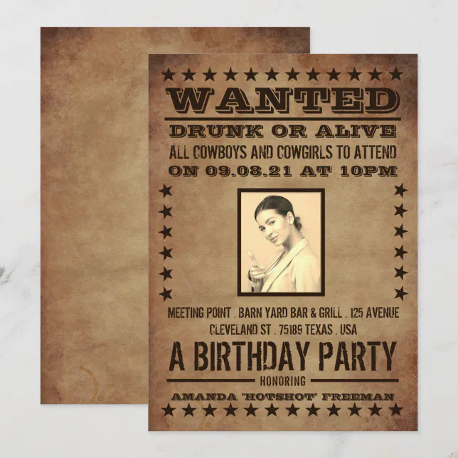 Wanted Poster, Classic Western Birthday Invitation | Zazzle