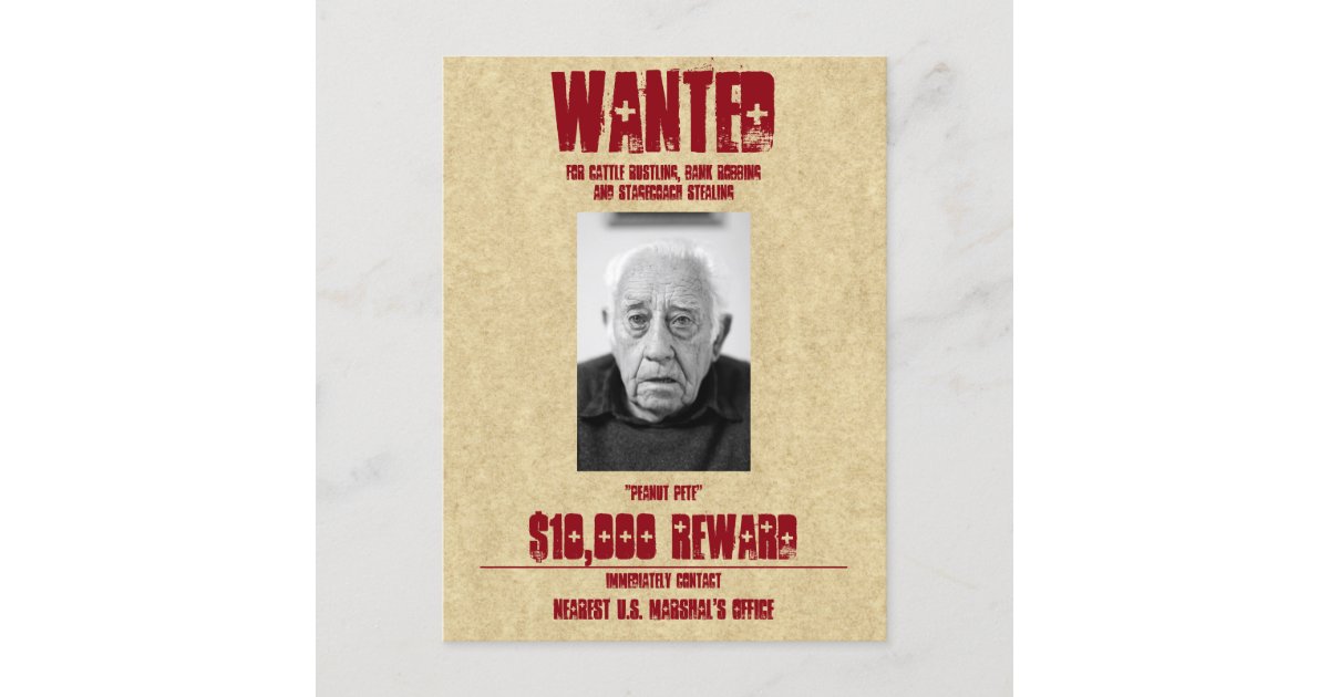 Wanted Poster Custom Template Postcard | Zazzle