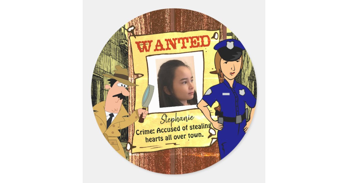 Wanted Poster Customizable Photo Sticker | Zazzle