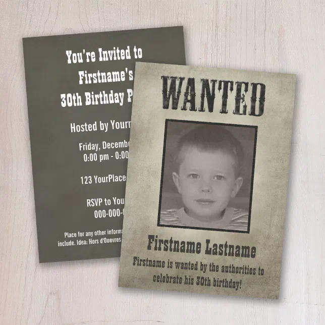 WANTED Poster Funny Birthday Invitation | Zazzle