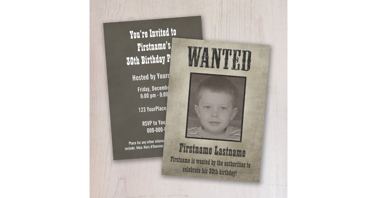 WANTED Poster Funny Birthday Invitation | Zazzle
