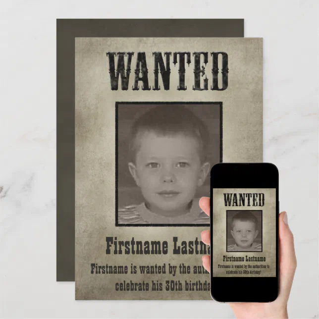 WANTED Poster Funny Birthday Invitation | Zazzle