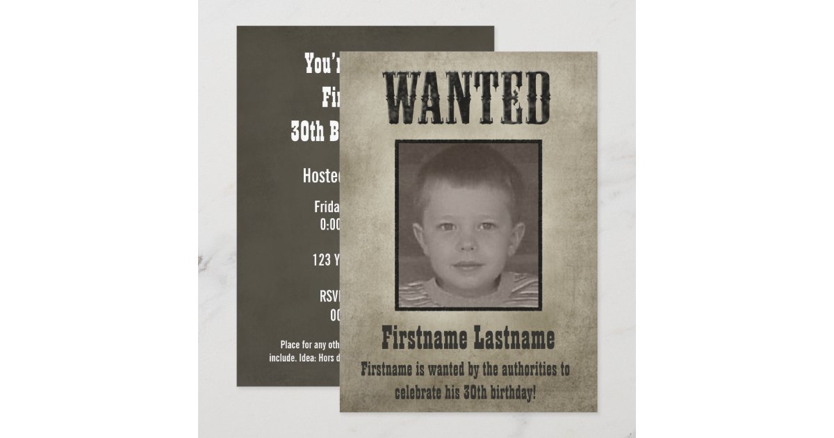 WANTED Poster Funny Birthday Invitation | Zazzle