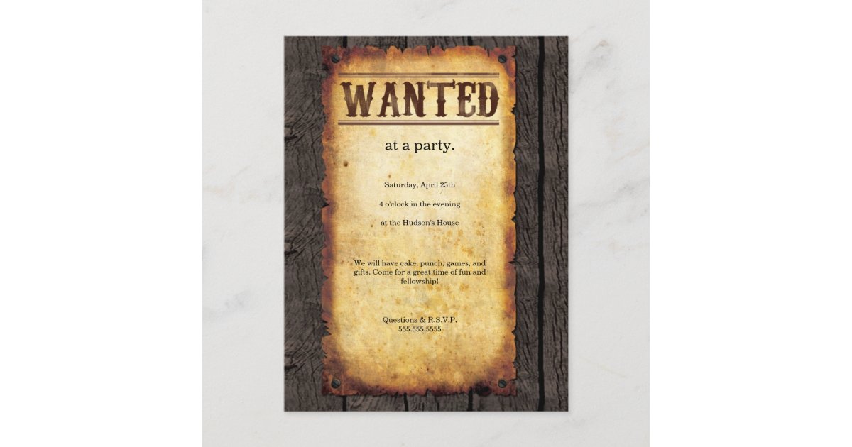 Wanted Poster Invitations | Zazzle