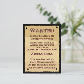 Wanted Poster Invitations to Western Themed Party | Zazzle