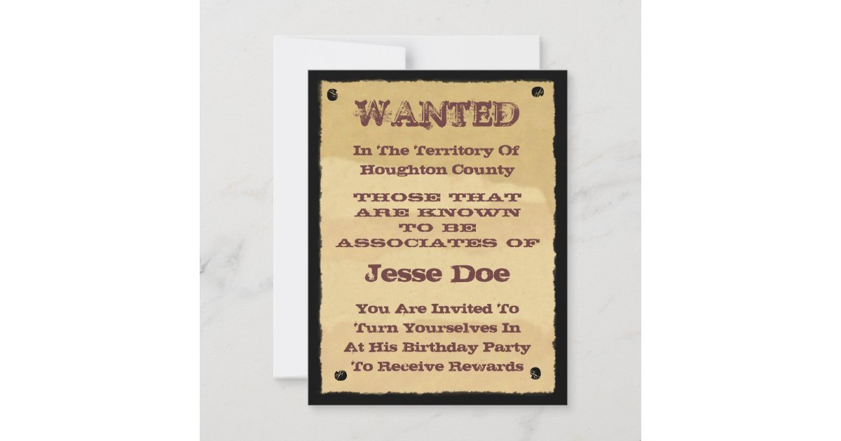 Wanted Poster Invitations to Western Themed Party | Zazzle