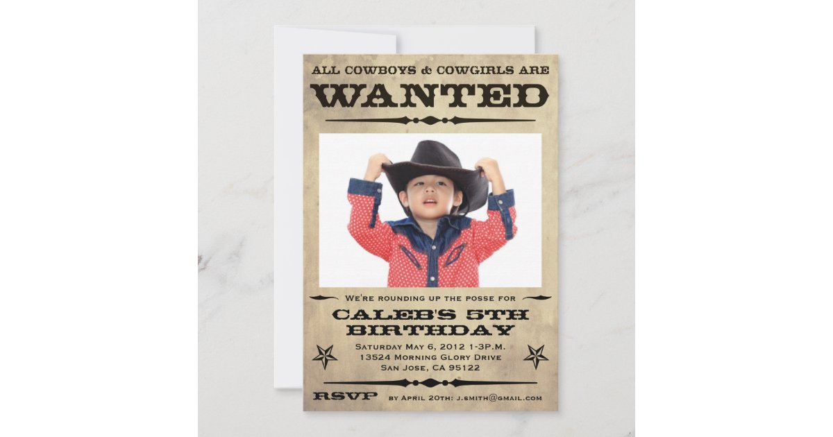 Wanted Poster Kids Party Invitation | Zazzle