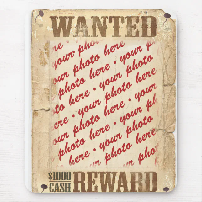 WANTED Poster Photo Frame Mouse Pad | Zazzle