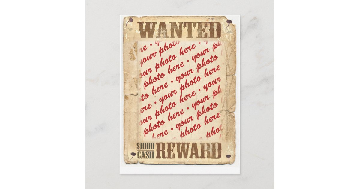 WANTED Poster Photo Frame Postcard | Zazzle
