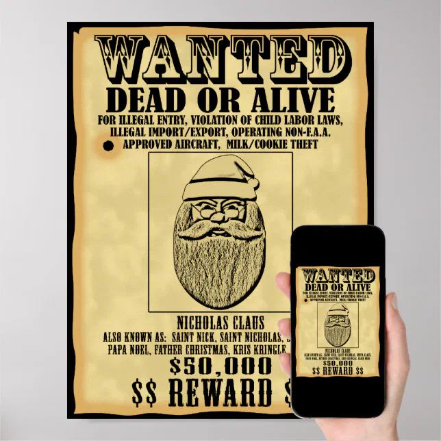 Wanted Poster - Santa Claus | Zazzle