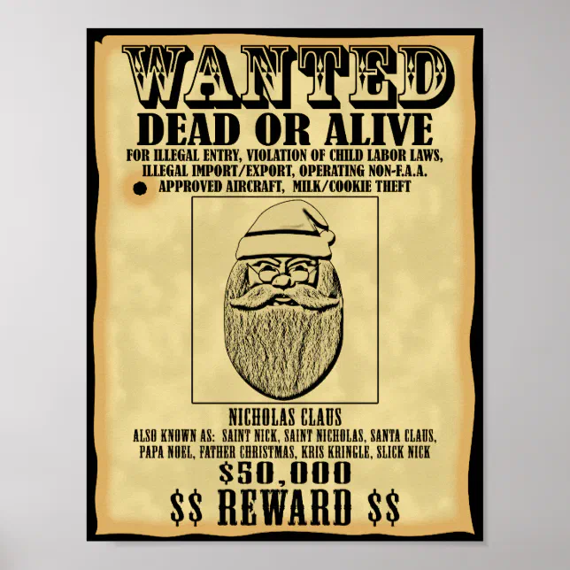 Wanted Poster - Santa Claus | Zazzle