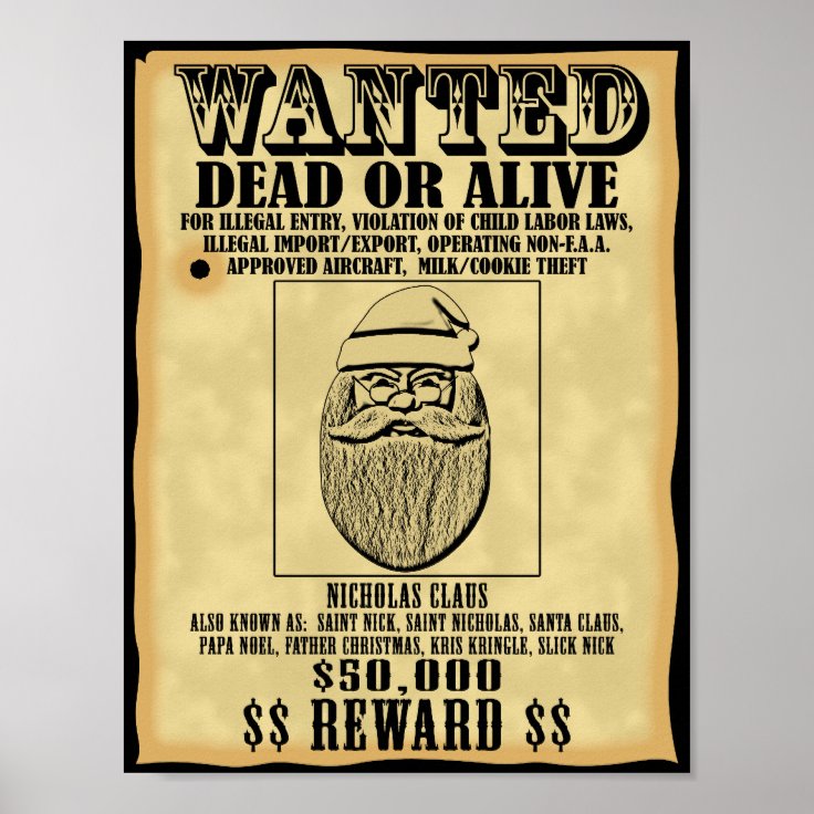Wanted Poster - Santa Claus | Zazzle