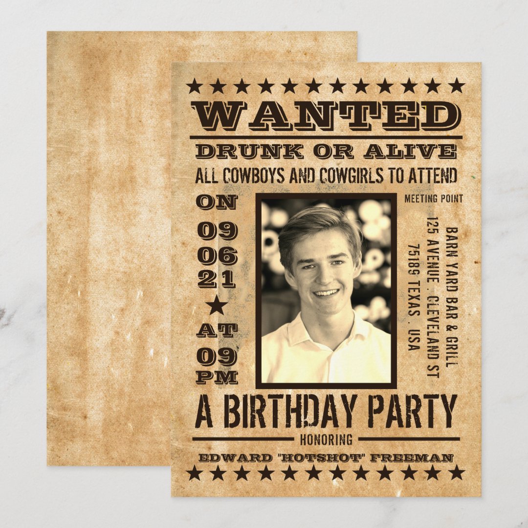 Wanted Poster, Vintage Western Birthday Invitation | Zazzle