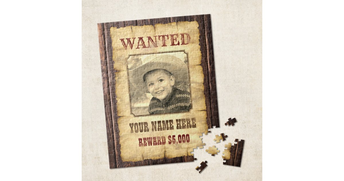 Wanted Poster | Vintage Wild West Photo Template J Jigsaw Puzzle | Zazzle
