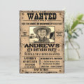 Wanted Poster Western Cowboy with Photo Birthday Invitation | Zazzle
