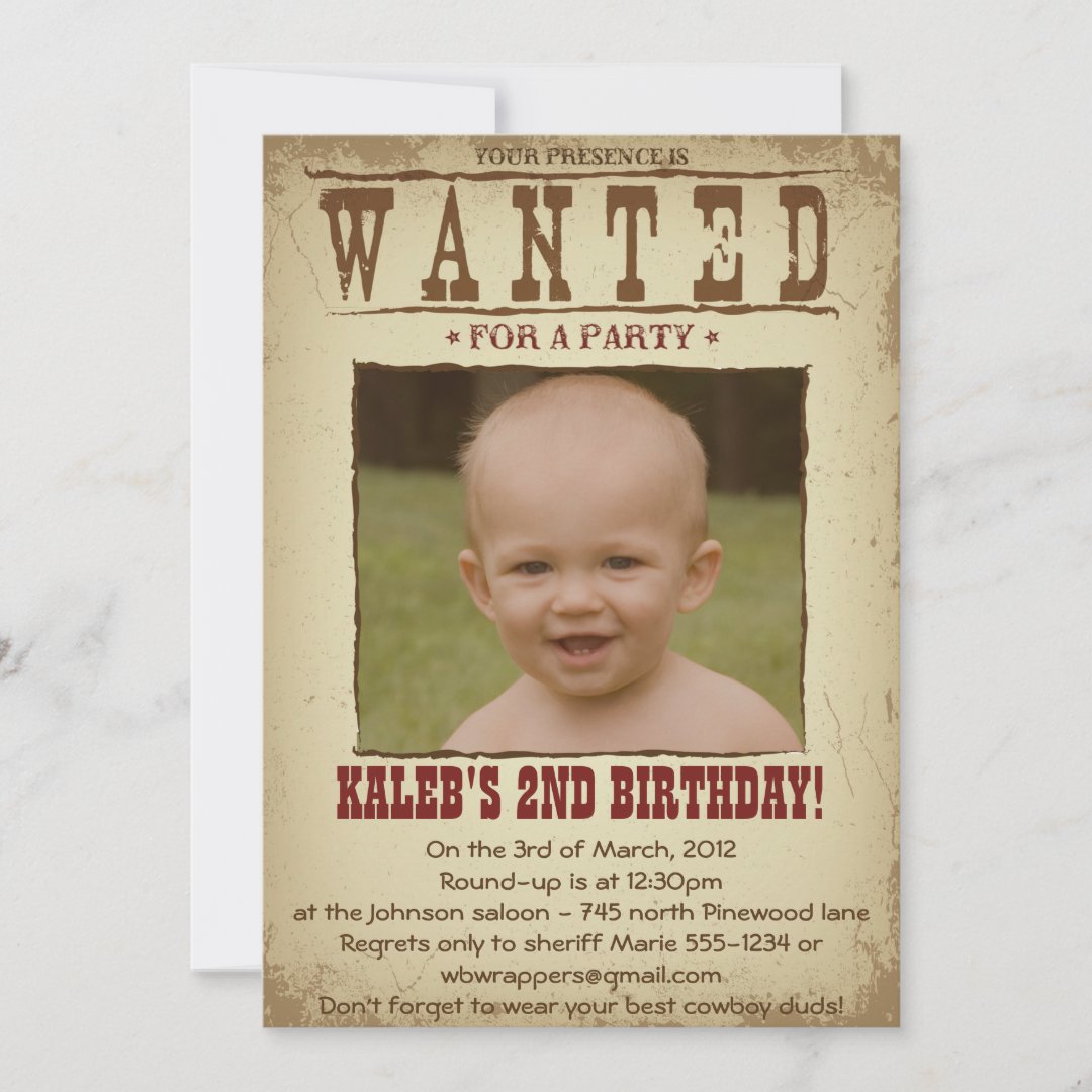 WANTED POSTER Western Themed Party Invitation | Zazzle