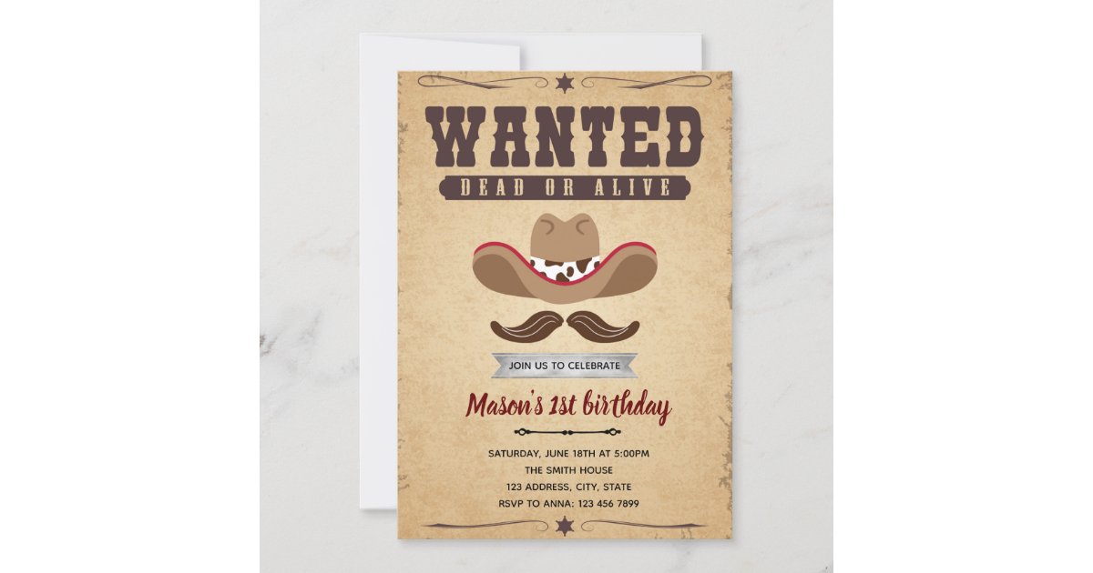 Wanted rodeo birthday party theme invitation | Zazzle